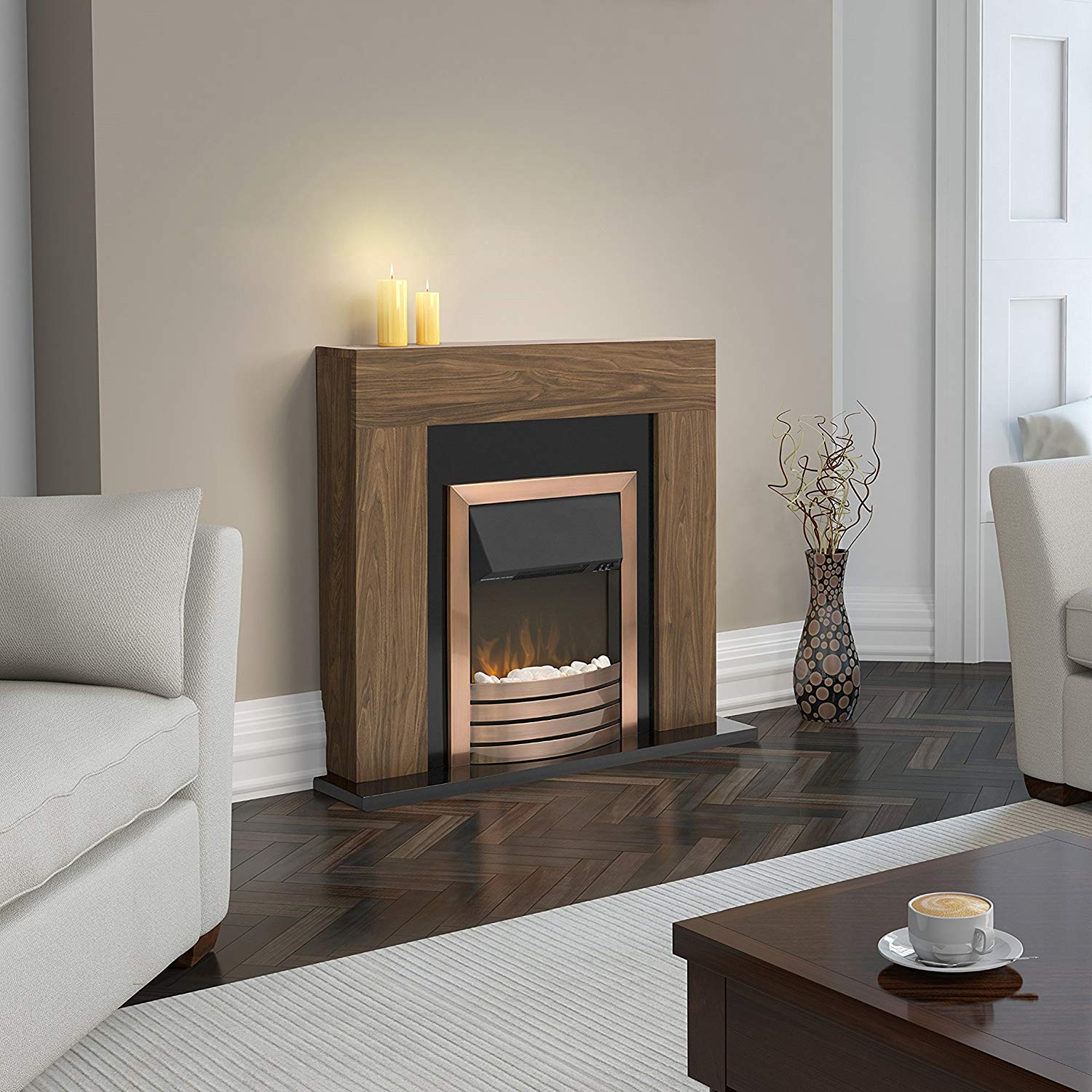 Warmlite WL45025 Salisbury Fireplace - Dark Oak Effect - Kettle and ...