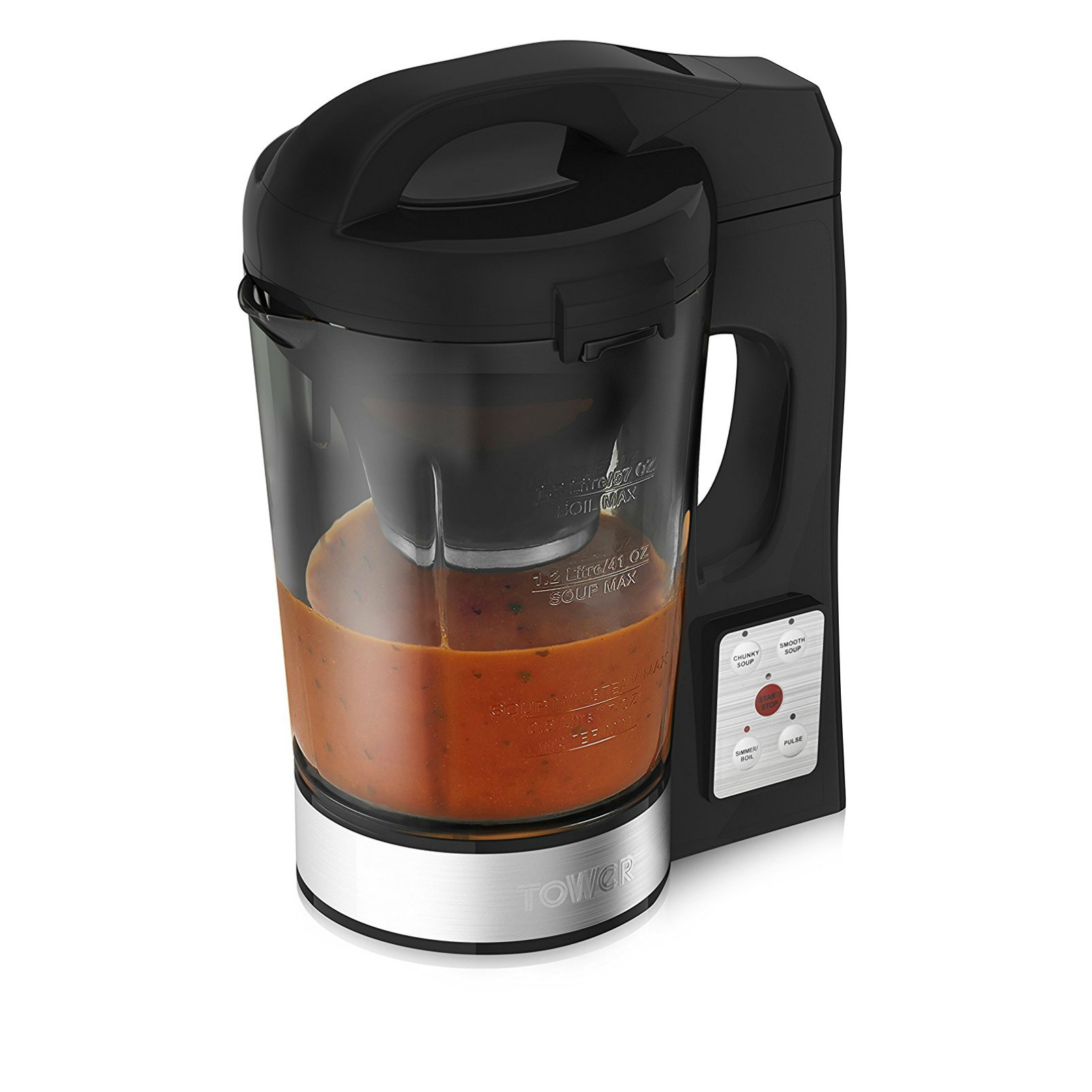 Tower T12019 Glass Soup Maker 800W 1 7L Black Kettle And Toaster Man