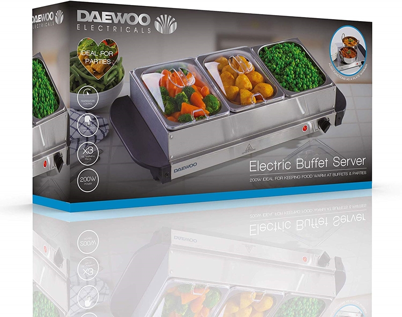Daewoo SDA1408 Buffet Server - Stainless Steel - Kettle and Toaster Man