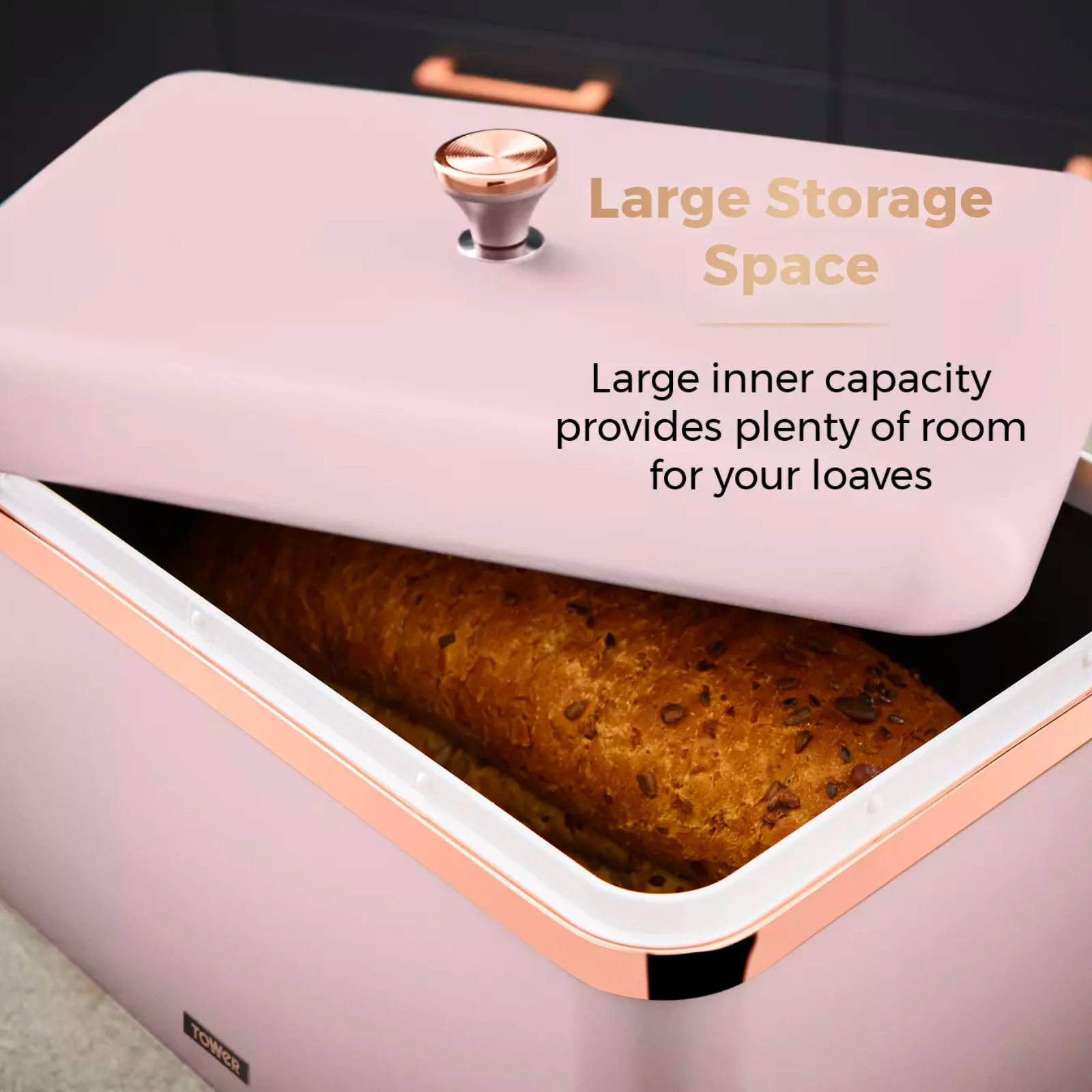 Tower T826130PNK Cavaletto Rose Gold Edition Pink Bread Bin - Kettle ...