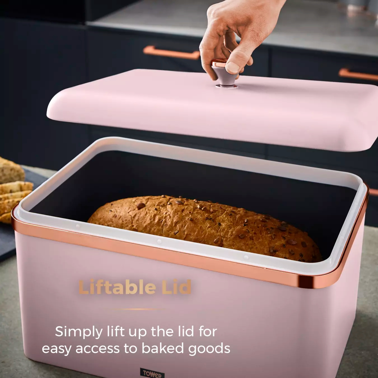 Tower T826130PNK Cavaletto Rose Gold Edition Pink Bread Bin - Kettle ...
