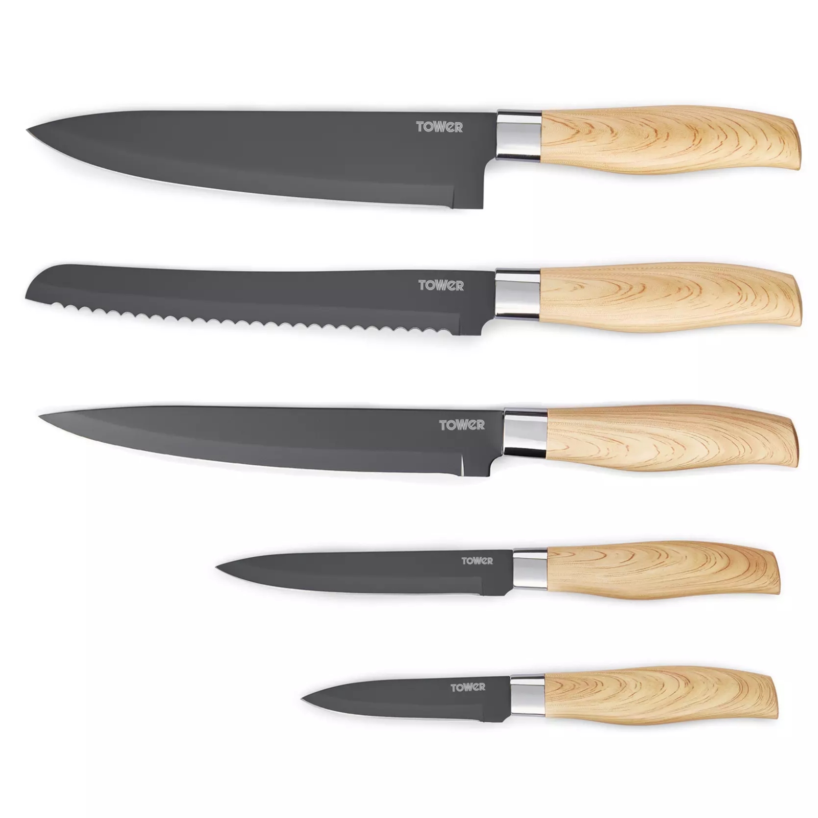 Tower T851012G Scandi 5 Piece Knife Set Grey - Kettle and Toaster Man