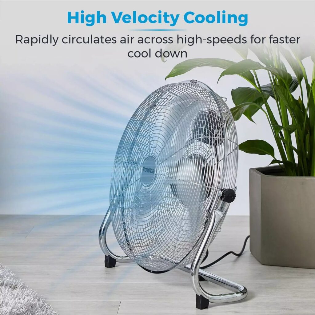 Tower T662000 18 Inch Metal High Velocity Floor Fan Chrome - Kettle and ...