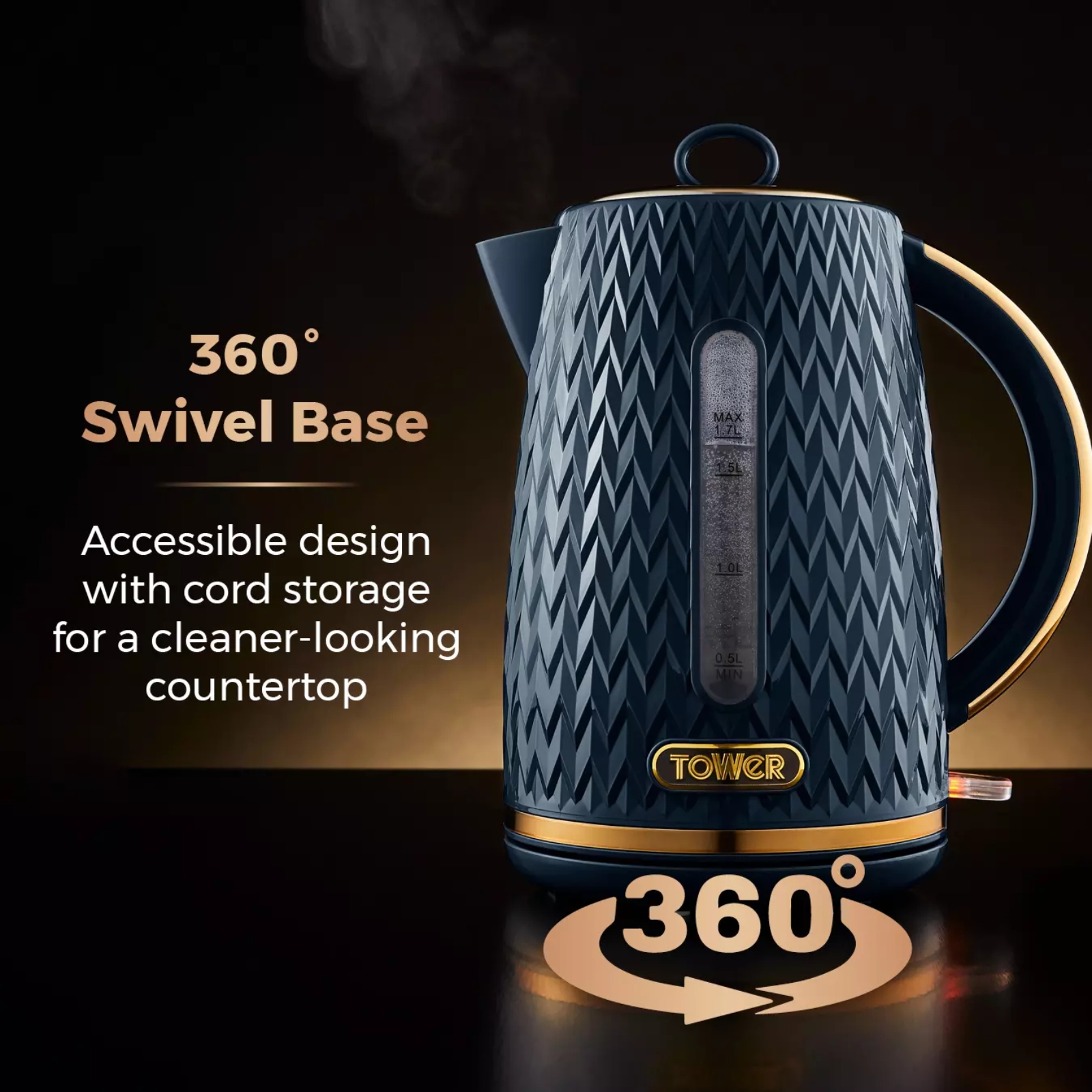 Tower T10052MNB 3KW Rapid Boil Kettle Midnight Blue - Kettle and ...